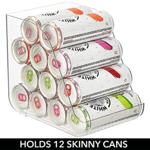 mDesign Compact Plastic Kitchen and Pantry Storage Organizer Bin for Tall Skinny Soda/Pop Cans - Kitchen, Pantry, Refrigerator - 4 Pack - Clear