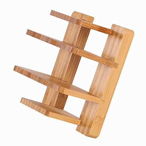 SPNEC Wooden Bamboo Cutting Board Storage Rack Pot Lids Holder Organizer Shelf Kitchen Decor