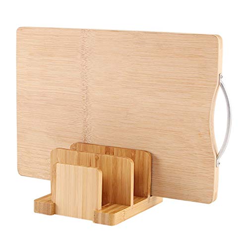 SPNEC Wooden Bamboo Cutting Board Storage Rack Pot Lids Holder Organizer Shelf Kitchen Decor