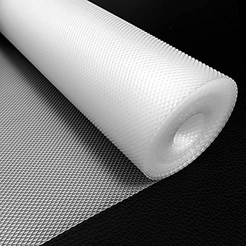 UXTAGR Kitchen Shelf Liner Fridge Liners Drawer Shelf Liner EVA Double Sided Non-Slip Non-Adhesive Anti-Slip Mats for Home Office，Multi-functionLiner Transparent Diamond Pattern（17.7”x 59”）