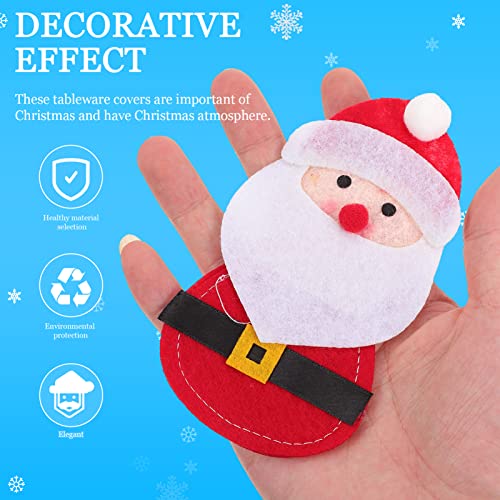 Hemoton Santa Ornament 3pcs Christmas Cutlery Bags Holder Christmas Silverware Holder Pockets Santa Snowman Reindeer Forks Bags Cutlery Holders Pockets Christmas Table Decorations Desktop Decor