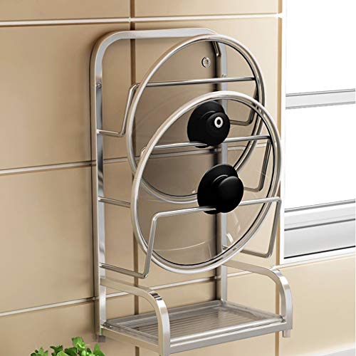 XJJZS Pot Lid Organizer Rack,Pot Lid Holder,Pan Lid Cover Stand Holder Organizer Rack with Drain Tray for Kitchen Cabinet Pantry