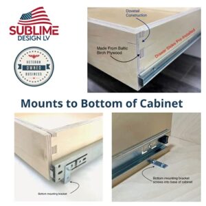 Sublime Design | Bottom Mount | Pull Out Tray | Baltic Birch Drawer for Kitchen Cabinets | Slide Out Shelves | Roll Out Cabinet Organizer (14" Wide)