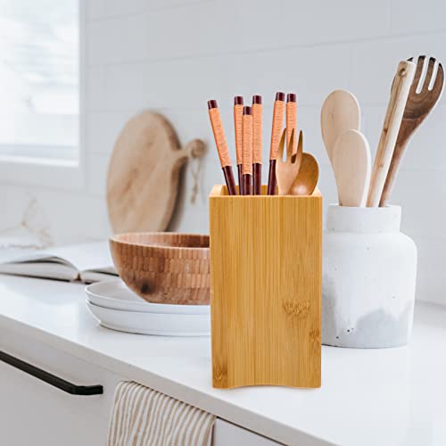 KICHOUSE with Holder Kitchen Organizer Bamboo Hole Coffee Drain Cutlery Flatware Home Decor Chopstick Ladle Silverware Draining Caddy Counter Farmhouse Cooking Utensils Spoon Forks