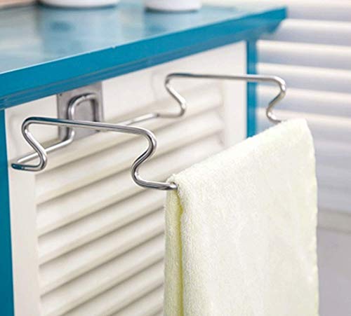 Duyppy Hanging Garbage Bags Storage Organizer Rack Stainless Steel Trash Bag Holder Towel Gloves Hanger (Stainless Steel)