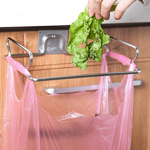 Duyppy Hanging Garbage Bags Storage Organizer Rack Stainless Steel Trash Bag Holder Towel Gloves Hanger (Stainless Steel)