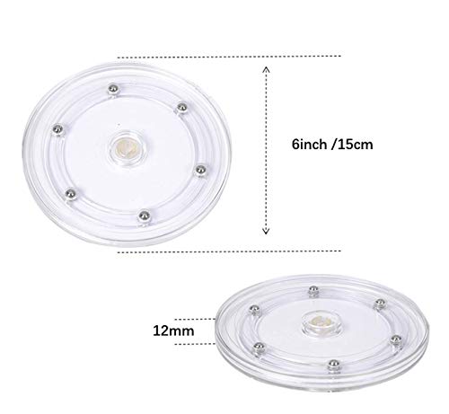 6”Acrylic Lazy Susan Turntable Organizer, Round Spice Rack,Perfet for Cabinet or Refrigerator,Rotating Display Base Stand for Monitor,TV,Heavy plants or Commercial Use (2PCS)