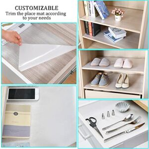 DTTEOME Shelf Liner, Non Adhesive Kitchen Cabinet Liner Drawer Mats, Easy to Cut Durable Non Slip Washable Oil Proof Pad for Fridge, Drawer, Pantry, Table, Shelves (Clear, 17.5 x 59 inch)