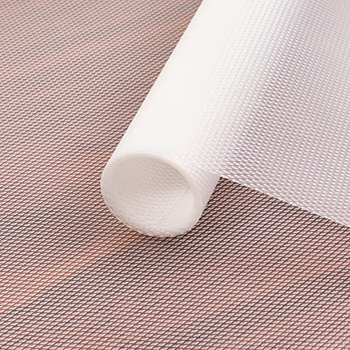 DTTEOME Shelf Liner, Non Adhesive Kitchen Cabinet Liner Drawer Mats, Easy to Cut Durable Non Slip Washable Oil Proof Pad for Fridge, Drawer, Pantry, Table, Shelves (Clear, 17.5 x 59 inch)