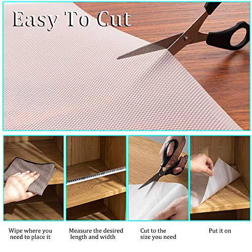 DTTEOME Shelf Liner, Non Adhesive Kitchen Cabinet Liner Drawer Mats, Easy to Cut Durable Non Slip Washable Oil Proof Pad for Fridge, Drawer, Pantry, Table, Shelves (Clear, 17.5 x 59 inch)