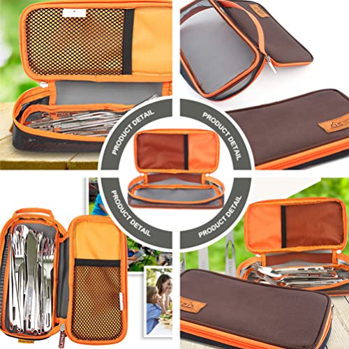 Camping Utensil Bag Travel Cookware Storage Bag Portable Silverware Bag Cooking Utensils Organizer Tableware Fork Spoon Chopsticks Organizer for Outdoor Travel Picnic Camping