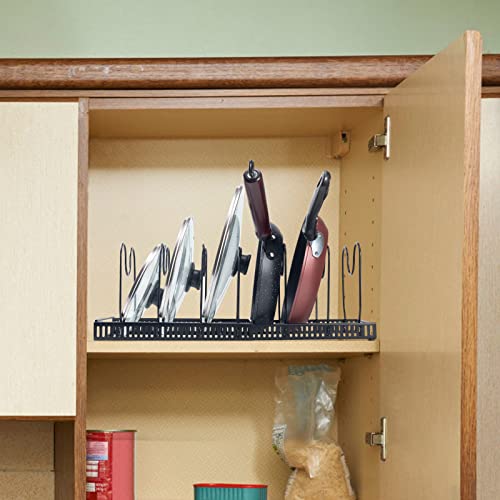 Pots and Pans Organizer Expandable Pan Organizer Pot and Pan Organizer for Cabinet Pot Lid Organizer with 10 Adjustable Dividers Pan Organizer Rack for Cabinet Countertop Cupboard Storage (Black)