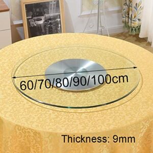 60-100cm Glass Serving Lazy Susan, Rotating 360° Smooth Glass Turntable Round Rotating Tray for Dining Table Aluminum Alloy Bearing