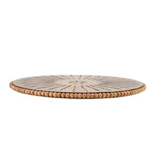 mud pie beaded carved lazy susan, 16″ dia, brown