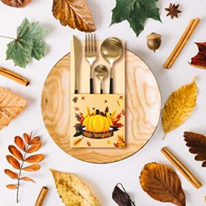 Thanksgiving Silverware Cutlery Holders - Turkey Fall Party Dinner Table Decorations Supplies 24Ct