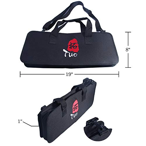 TUO Knife Bag for Chef, Padded Knife Roll, Knife Case, Durable Knife Carrier, Canvas Knife Holder for Kitchen Tools, Utensil Pockets with Shoulder Strap & Handle, which with 12 slots and Zipped Pouch