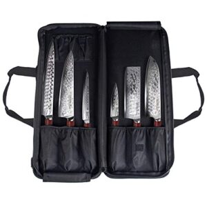 TUO Knife Bag for Chef, Padded Knife Roll, Knife Case, Durable Knife Carrier, Canvas Knife Holder for Kitchen Tools, Utensil Pockets with Shoulder Strap & Handle, which with 12 slots and Zipped Pouch