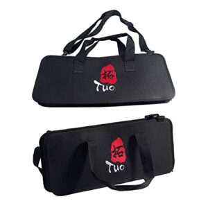 TUO Knife Bag for Chef, Padded Knife Roll, Knife Case, Durable Knife Carrier, Canvas Knife Holder for Kitchen Tools, Utensil Pockets with Shoulder Strap & Handle, which with 12 slots and Zipped Pouch