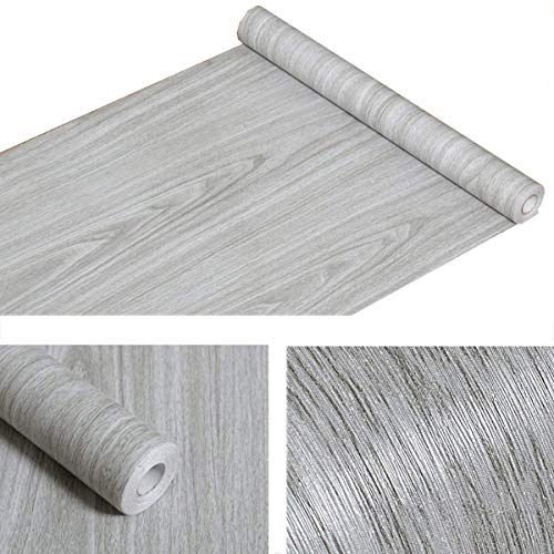 Faux Gray Wood Grain Contact Paper Vinyl Self Adhesive Shelf Drawer Liner for Kitchen Cabinets Shelves Table Counter Top Backsplash Wall Door Sticker Decal 17.7x197 Inches