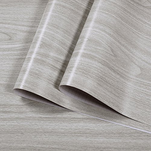 Faux Gray Wood Grain Contact Paper Vinyl Self Adhesive Shelf Drawer Liner for Kitchen Cabinets Shelves Table Counter Top Backsplash Wall Door Sticker Decal 17.7x197 Inches