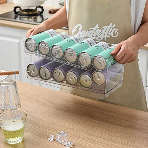 OnDisplay FIFO Refrigerator Soda/Beer Can Organizer - Stores 12 Cans in Fridge w/Auto Feed