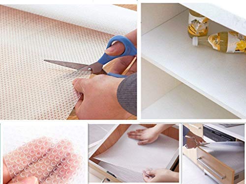 3 Rolls Cabinet Mat Drawer Liner Refrigerator Mat Pad For Kitchen Home, 17.7 x 59 Inch Transparent