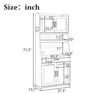 P PURLOVE One-Body Kitchen Pantry Cabinet Storage Cabinet with Cabinet and Adjustable Shelf Space Saving Cupboard Cabinet for Kitchen, Garage, Pantry, Office,Antique White