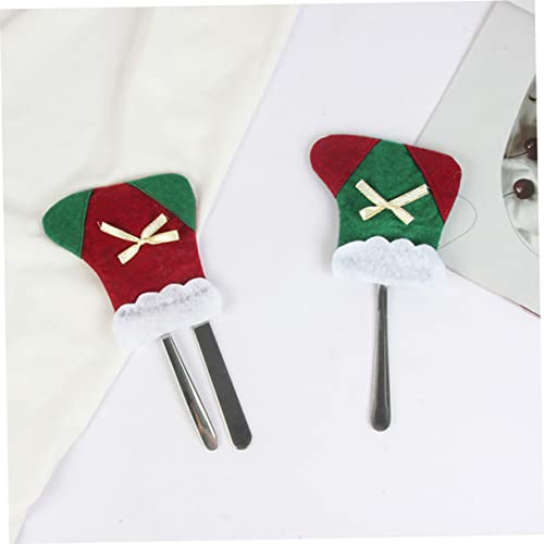 NUOBESTY 48 pcs Stocking Bags Modeling Plush Knife Christmas Holiday Socks Lovely Tableware Pouch Fork Santa Creative Spoon Supplies Table Home Party for Cute Flatware Candy Decoration