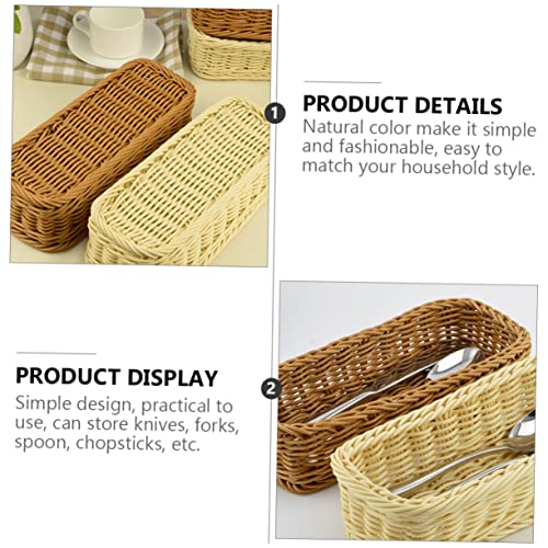 BESTonZON 2pcs Restaurant Vegetables Farmhouse Knitting Bread Caddy Kitchen Cutlery Imitation Forks Baskets Table Rectangular Keys Cabinet Holders Cm Bin Pantry Wallet Handmade Xxcm Cell