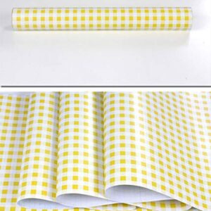 Taogift Self Adhesive Vinyl White and Yellow Geometric Plaid Contact Paper Shelf Liner Dresser Drawer Cabinets Liner Furniture Wall Paper Sticker Removable (17.7x117 Inches)