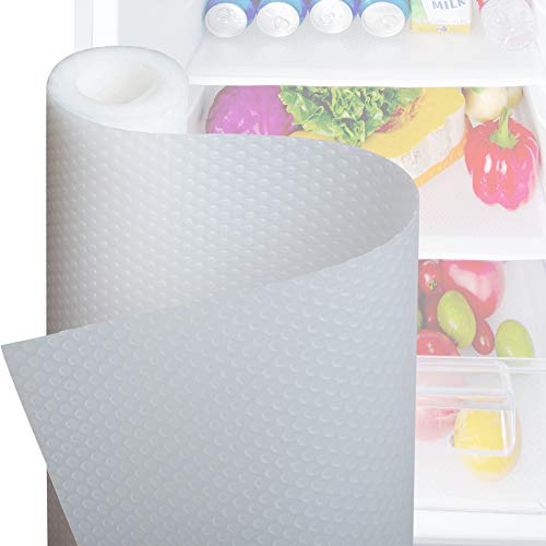 SinhRinh Refrigerator Liner 17.7" x 59" Non-Adhesive Cuttable Washable, Shelf Drawer Cabinet Liner,White Fridge Liner for Kitchen