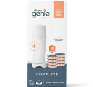 diaper genie registry gift set | includes diaper genie complete diaper pail, 8 refill bags, 1 carbon filter | perfect starter kit