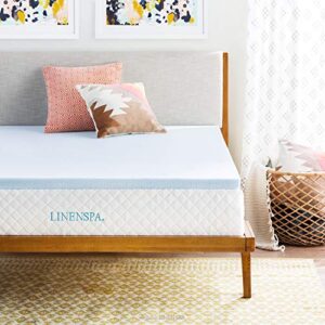 linenspa 2 inch memory foam mattress topper, gel infused twin mattress topper, certipur-us certified