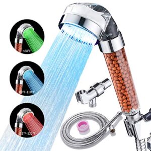 cobbe shower head led color changing, filter filtration water saving spray handheld showerheads with hose and base for dry skin & hair with temperature-controlled shower heads