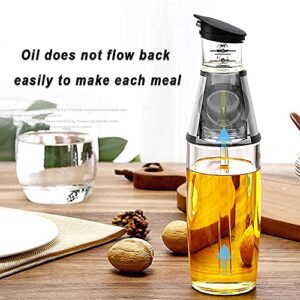 Superior Glass Oil and Vinegar Dispenser,Measuring Oil Pourer for Kitchen,Wide Opening for Easy Refill and Cleaning, Clear Glass Oil Bottle with Scale,8.5 Oz