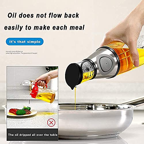 Superior Glass Oil and Vinegar Dispenser,Measuring Oil Pourer for Kitchen,Wide Opening for Easy Refill and Cleaning, Clear Glass Oil Bottle with Scale,8.5 Oz