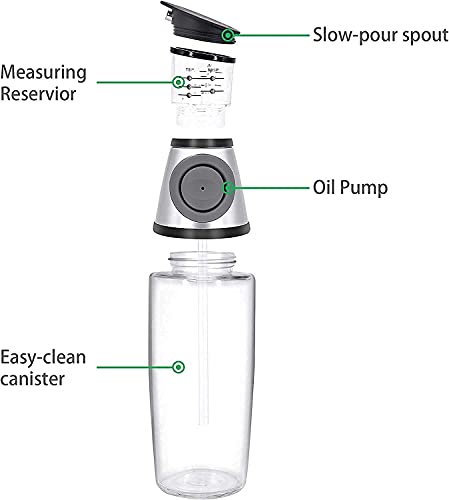 Superior Glass Oil and Vinegar Dispenser,Measuring Oil Pourer for Kitchen,Wide Opening for Easy Refill and Cleaning, Clear Glass Oil Bottle with Scale,8.5 Oz