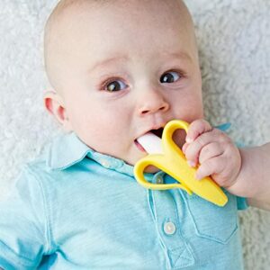 Baby Banana Yellow Banana Infant Toothbrush, Easy to Hold, Made in the USA, Train Infants Babies and Toddlers for Oral Hygiene, Teether Effect for Sore Gums, 4.33" x 0.39" x 7.87"