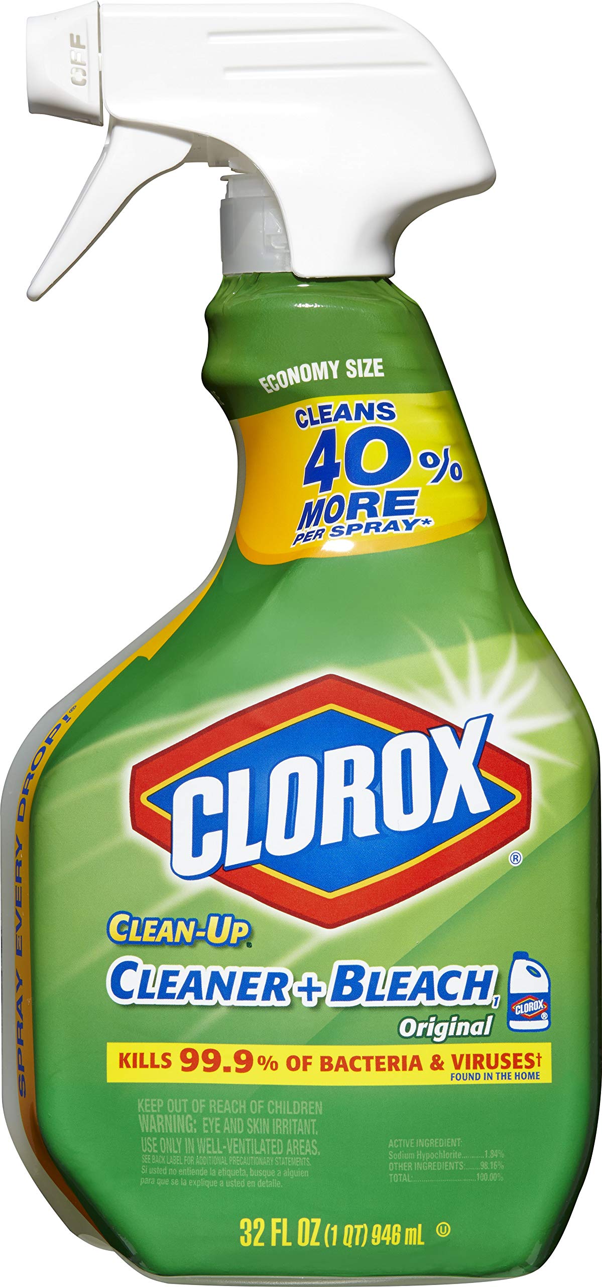 Clorox Clean-Up All Purpose Cleaner with Bleach, Spray Bottle, Multi, Original, 32 Fl Oz