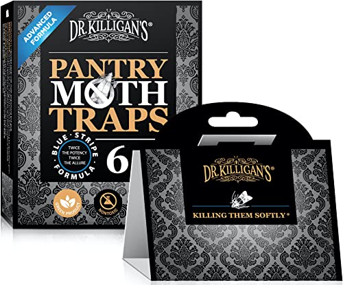 Dr. Killigan's Premium Pantry Moth Traps with Pheromones Prime | Non-Toxic Sticky Glue Trap for Food and Cupboard Moths in Your Kitchen | How to Get Rid of Moths | Organic (6, Black)