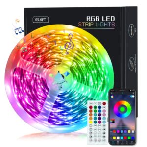 keelixin 65.6ft led lights for bedroom,led strip light,music sync,led light strip,rgb led strip lights with app & remote control,luces led para cuarto,bluetooth led lights for room,home decoration