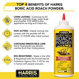 HARRIS Boric Acid Roach and Silverfish Killer Powder w/Lure (16oz)