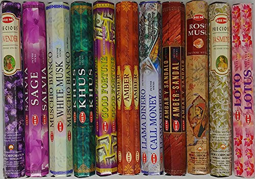 Hem Incense -12 Box Best Variety Pack 20 Sticks Each - 240 Sticks - 240g - 45+min Burn…