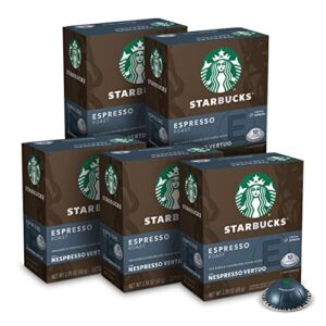 starbucks by nespresso dark roast espresso (50-count single serve capsules, compatible with nespresso vertuo line system)