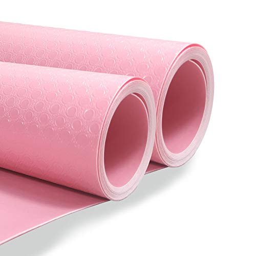 2 Rolls Easy Liner Shelf Liners, Drawer Liner Cupboard Drawer Cushion Mats for Drawers, Shelves, Kitchen Cabinets, Bathroom Waterproof Pads, 17.7 x 59 inches - Pink