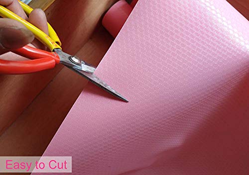 2 Rolls Easy Liner Shelf Liners, Drawer Liner Cupboard Drawer Cushion Mats for Drawers, Shelves, Kitchen Cabinets, Bathroom Waterproof Pads, 17.7 x 59 inches - Pink