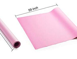 2 Rolls Easy Liner Shelf Liners, Drawer Liner Cupboard Drawer Cushion Mats for Drawers, Shelves, Kitchen Cabinets, Bathroom Waterproof Pads, 17.7 x 59 inches - Pink