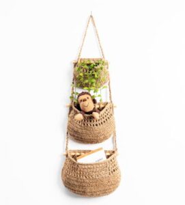 hanging fruit basket, 3 tier woven jute wall hanging basket for organizing, hanging produce basket for fruit & vegetable storage, boho kitchen decor, wall basket storage for kitchen, bedroom, bathroom