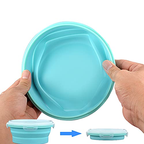 Collapsible Bowl,Magicorange Silicone Collapsible Food Storage Containers with Lids for Camping,Silicone Lunch Containers, Microwave, Dishwasher and Freezer Safe (Round)