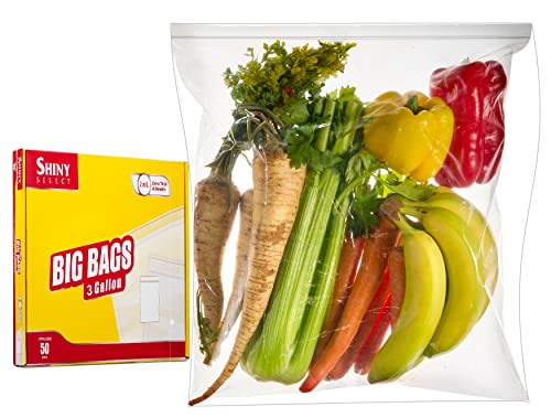 [ PACK OF 50 ] X-Large 3 Gallon Food Storage Bags for Freezer, Meat, Space Organization, Packing, Lunch, or Travels